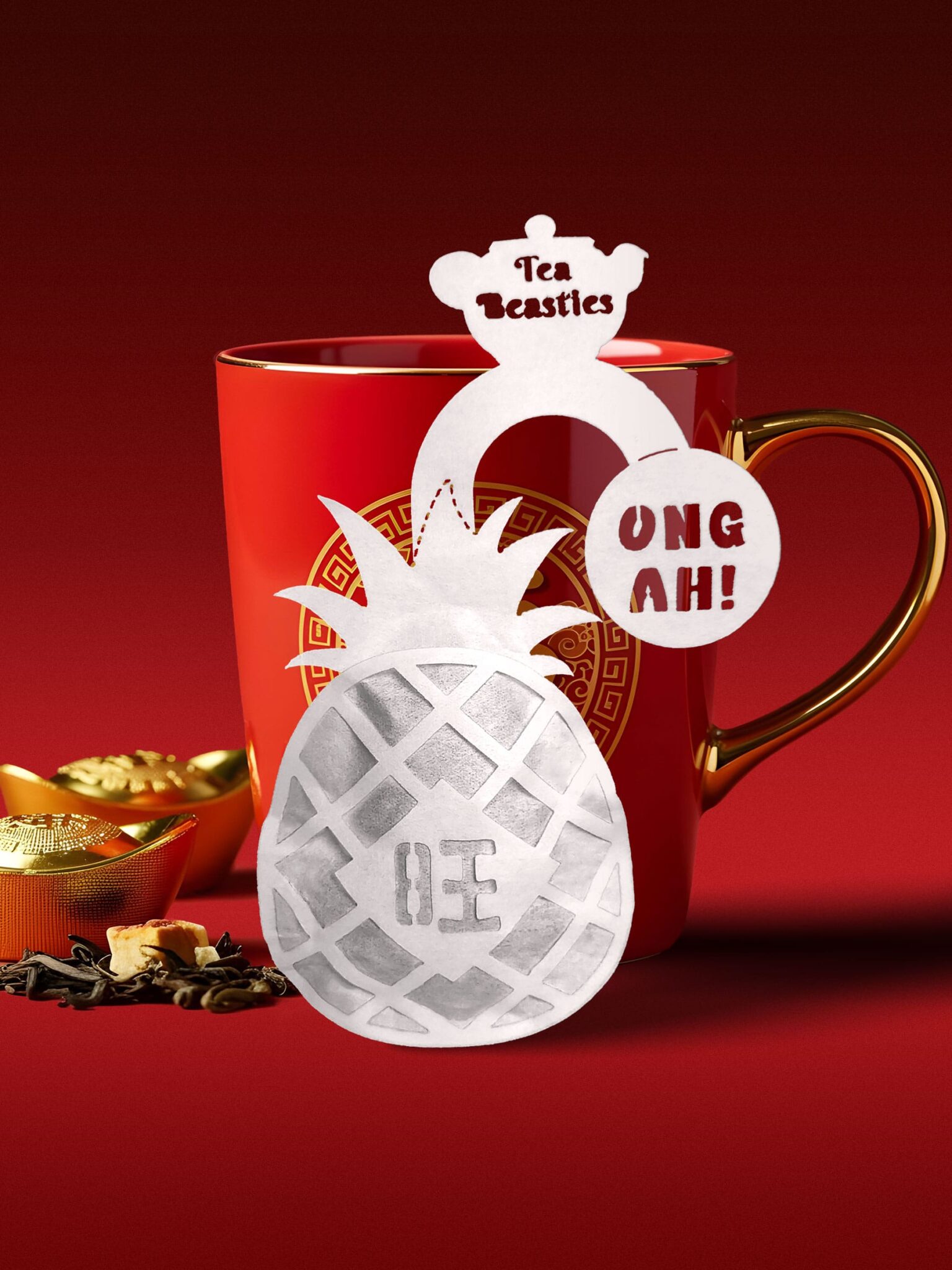 Chinese New Year Fortune Cat 招财猫 Handmade Custom Tea Bag - Tea Beasties